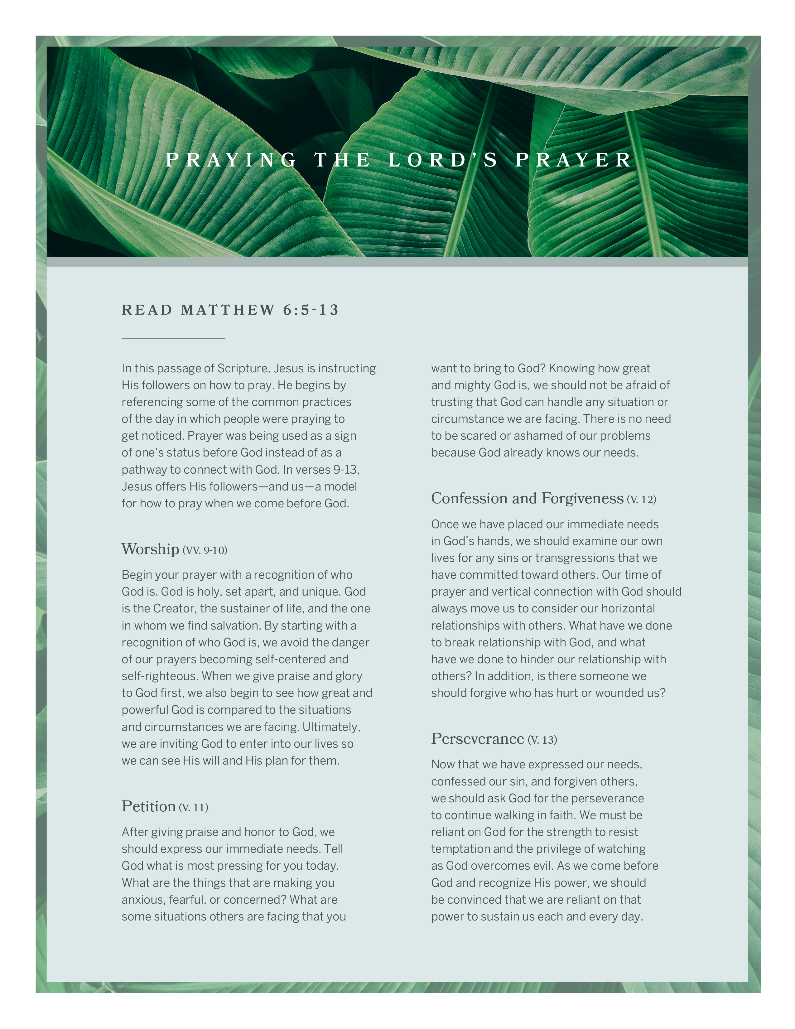 Prayer Guide - The Lord's Prayer | Southeast Christian Church